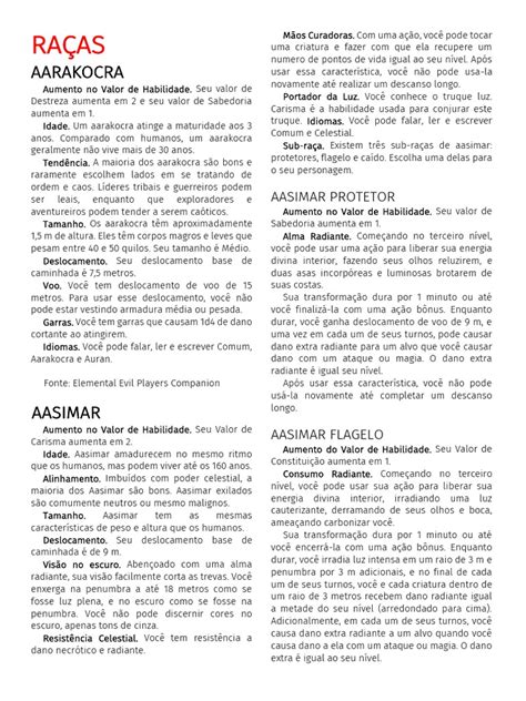 Racas Talentos Dnd 5 Adicional Talentos De Tasha Pdf Elfos Humano