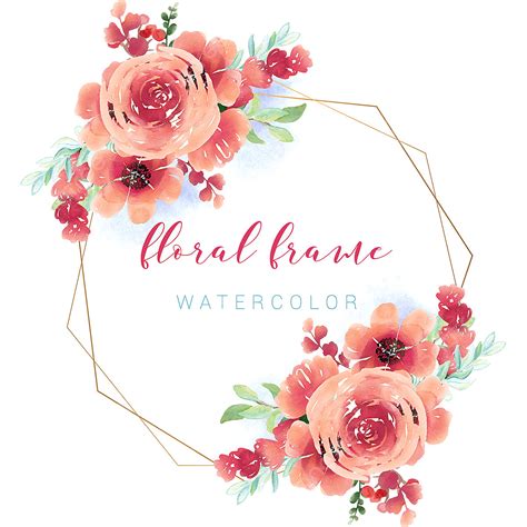 Hexagon Floral Frame Vector Hd Png Images Flower Floral Watercolor