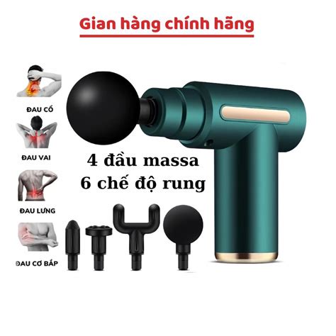 Súng Massage Cầm Tay Vinfass Với 4 đầu Thay Thế 6 Cấp độ Trị Liệu Toàn
