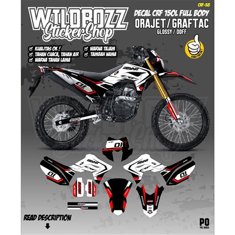 Jual Decal CRF 150L Full Body Keren Crf 58 Bahan Orajet Graftac WILDBOZZ STICKER Shopee
