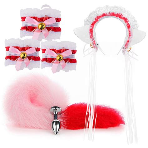 Lolita Anime Kawaii Ruffle Lace Headband Butt Plug Tail Set Sofyee