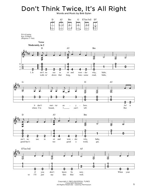 Dont Think Twice Its All Right By Bob Dylan Dulcimer Guitar