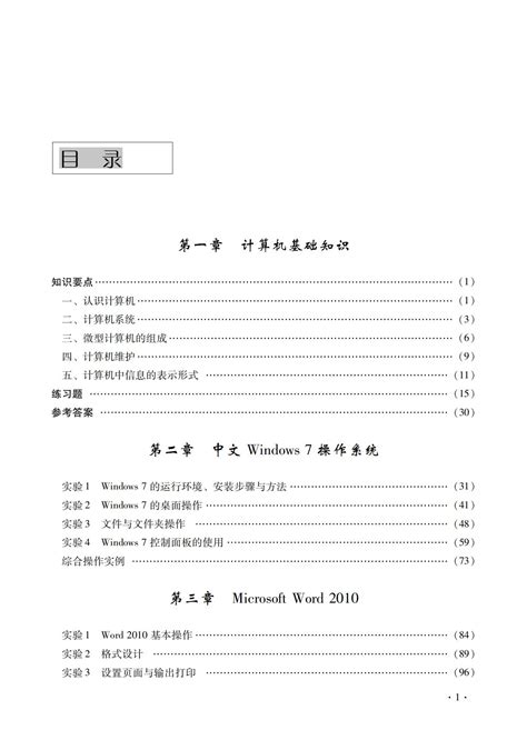 计算机应用基础（windows7 Office2010 ）综合模拟实训 智贯通