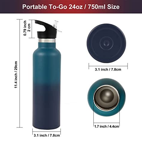 Neihepal 24oz Insulated Water Bottles Bulk 8 Packstainless Steel