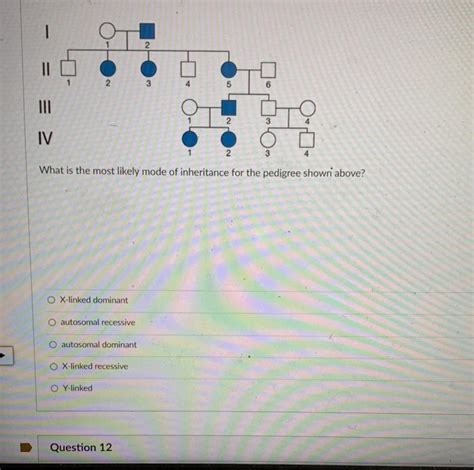 Solved What Is The Most Likely Mode Of Inheritance For The