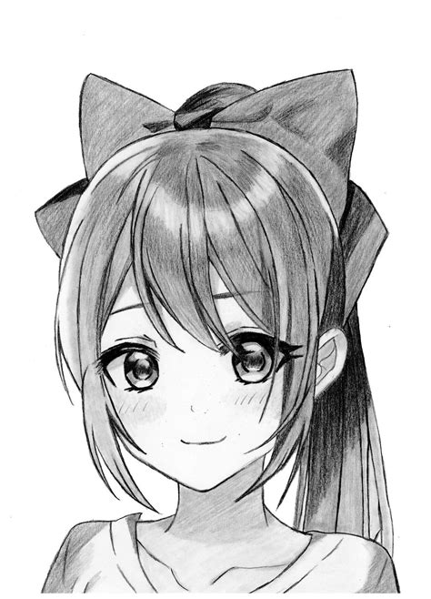 Drawing Anime Girl Using Only One Pencil Anime Pencil Drawings