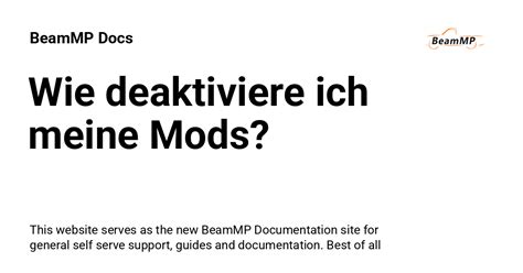 wie deaktiviere ich meine mods beammp docs