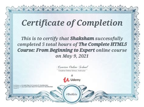 Html Certification Pdf