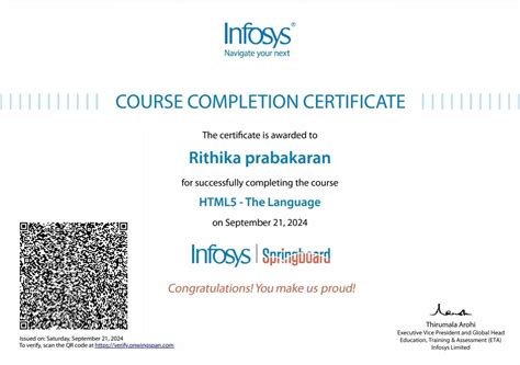 rithika prabakaran on linkedin successfully completed my html course