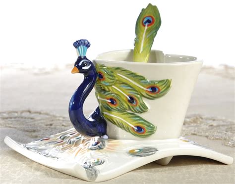 Peacock Coffee Cup Enamel Porcelain Tea Milk Cup Ceramic Coffee Mug