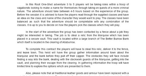 The Better Burrow Bank Heist A Root Ttrpg Oneshot Adventure R Rootgame