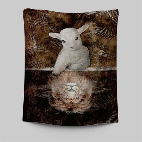 Lamb And Lion King Of Jesus Tapestry Wall Art Christian Tapestries P