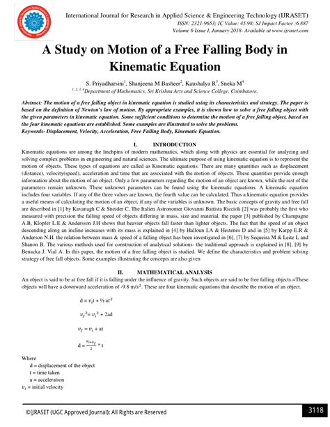 PDF A Study On Motion Of A Free Falling Body In Kinematic Equation