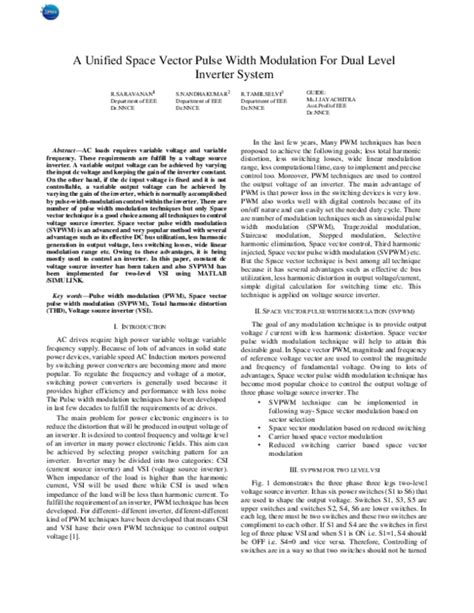 pdf a unified space vector pulse width modulation for dual level