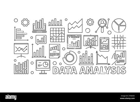 Data Analysis Line Banner Vector Financial Business Analysis Outline