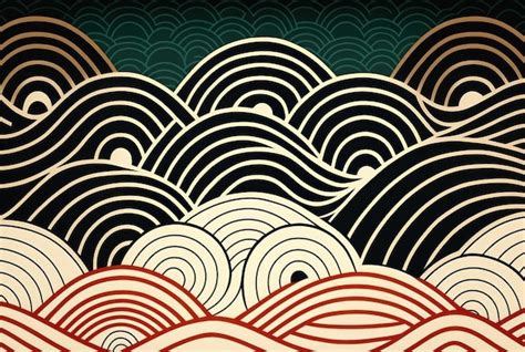 Premium Photo Japanese Background With Line Wave Pattern Vector