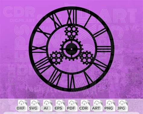 Gear Wall Clock Svg Wheel Png Gear Clock Cnc File Wall Clock Dxf