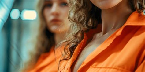 Female Inmates In Orange Prison Uniforms Concept Prison Uniforms Female