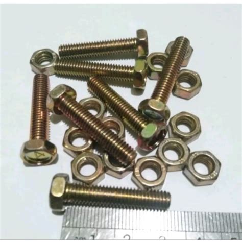 Jual BAUT MUR KUNING BMK M6 X 25 MM KUNCI 10 Shopee Indonesia