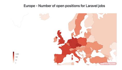 Number Of Open Positions For Laravel Jobs Per Country Rlaravel