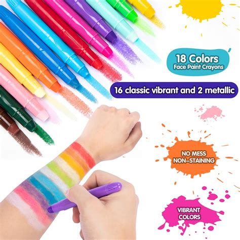 Kit de pintura facial para niños crayones de pintura facial torcidos de 18 colores kit