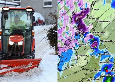 Uk Weather Maps Turn Purple And Orange As 696 Mile Snow And Rain Storm