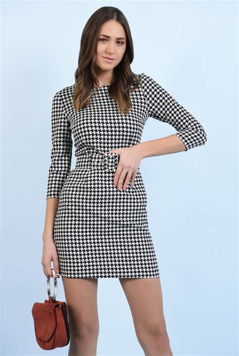Rochie Mini Pepit Cu Centura Poema