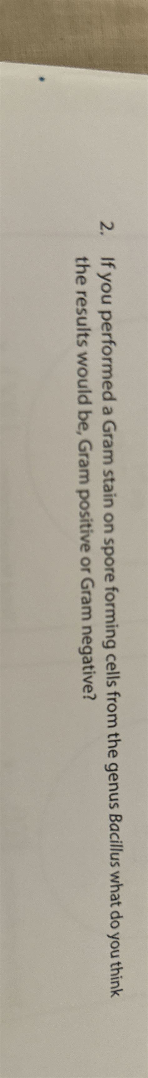 Solved If You Performed A Gram Stain On Spore Forming Cells
