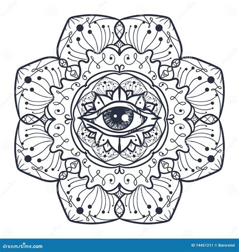 Todo O Olho De Vista Na Mandala Ilustração Stock Ilustração de