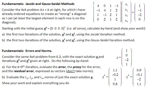 Solved Fundamentals Jacobi And Gauss Seidel Methods Chegg