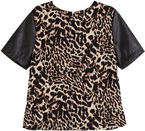 Handm Short Sleeved Blouse Leopard Print Ladies Leopard Print