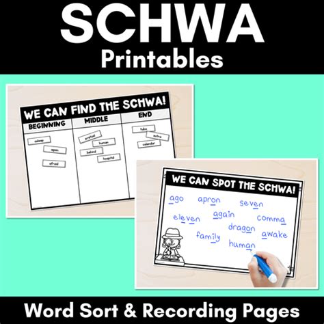 Schwa Activities And Displays Bundle Mrs Learning Bee