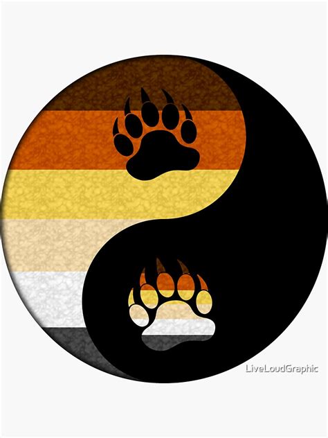 Gay Bear Pride Yin And Yang Symbol In Pride Flag Colors Sticker For