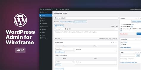 Wordpress Admin For Wireframe Figma