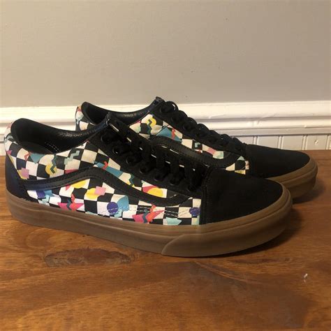 Vans Custom Checkerboard Black Gum Sole Size Mens 9 5 Gem