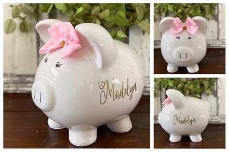 LARGE Personalized Piggy Bank Girl Bank Bank For Girls Etsy
