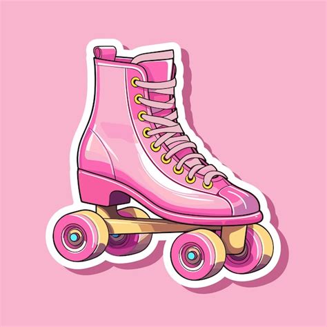 Premium Vector Retro Roller Skates Icon Hipster Style Pink Color Girl