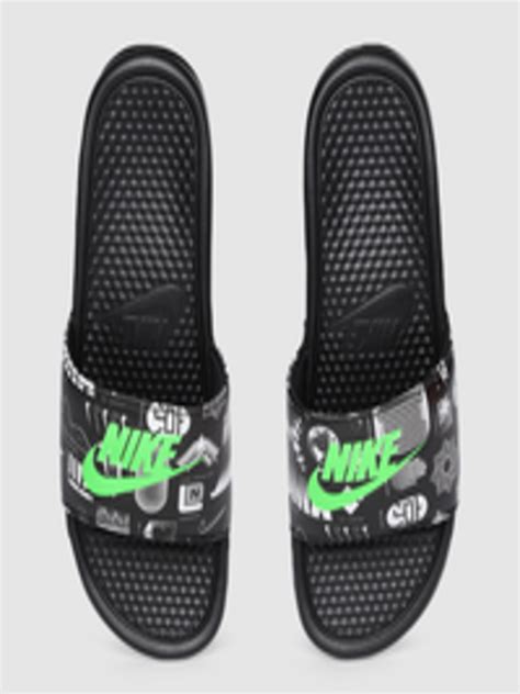 Buy Nike Men Black And Green Printed Benassi Jdi Sliders Flip Flops For