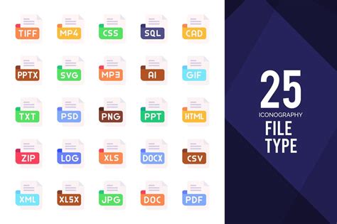 Premium Vector 25 File Type Flat Icon Pack Vector Illustration