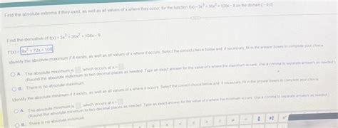 Solved Find The Dervative Of F X 3x2 36x2 108x−9