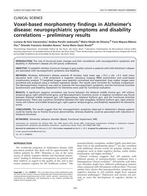 Pdf Voxel Based Morphometry Findings In Alzheimers Disease Neuropsychiatric Symptoms And