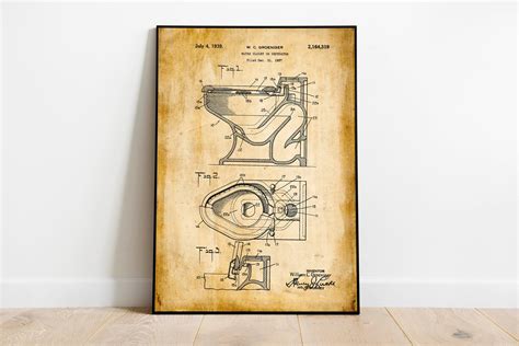 Toilet Seat Patent Print Framed Art Print Vintage Poster Etsy