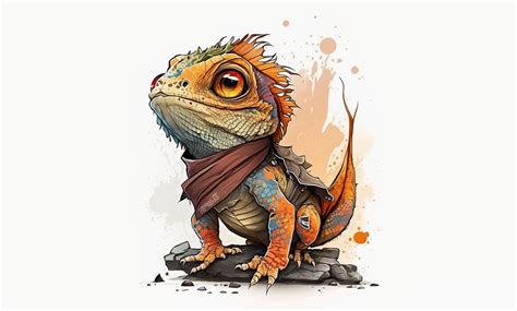 Cute Bearded Dragon Kawaii Clipart Graphic By Poster Boutique