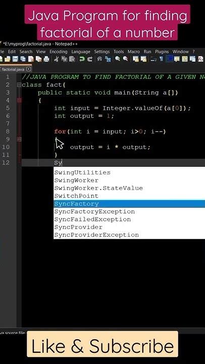 Java Program Tutorial To Find Factorial Of A Number Using For Loop