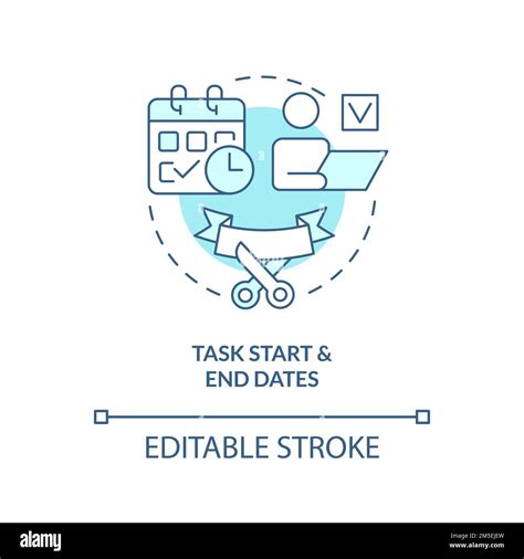 Task Start And End Dates Turquoise Concept Icon Stock Vector Image