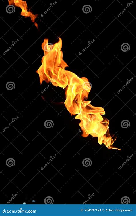 Yellow Fire Flames Isolated On A Black Background Stock Illustration