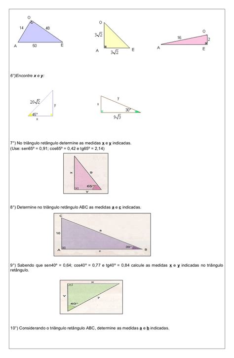 Atividade Trigonometria No Triângulo Retângulo Fdplearn