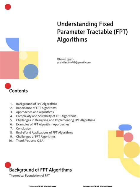 understanding fixed parameter tractable fpt algorithms pdf