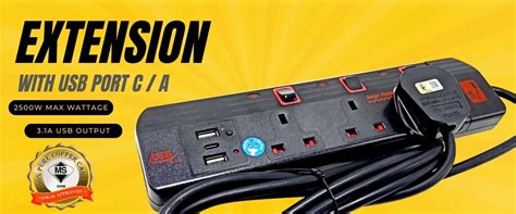 SIRIM EXTENSION USB TYPE C Port A Trailing Extension Socket Extension Cok Sambung SIRIM DIY