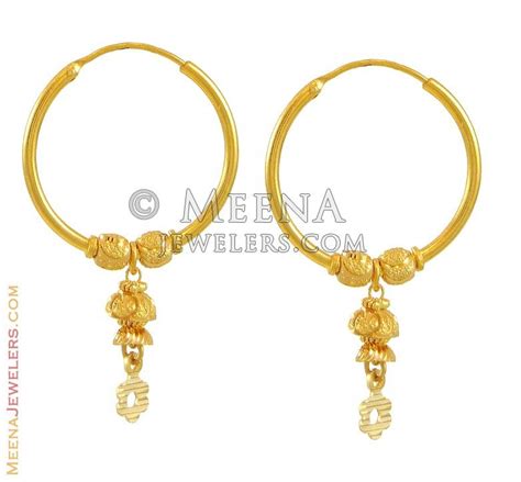 22kt Gold Earrings Erhp8327 22kt Gold Hoop Earrings Designed With